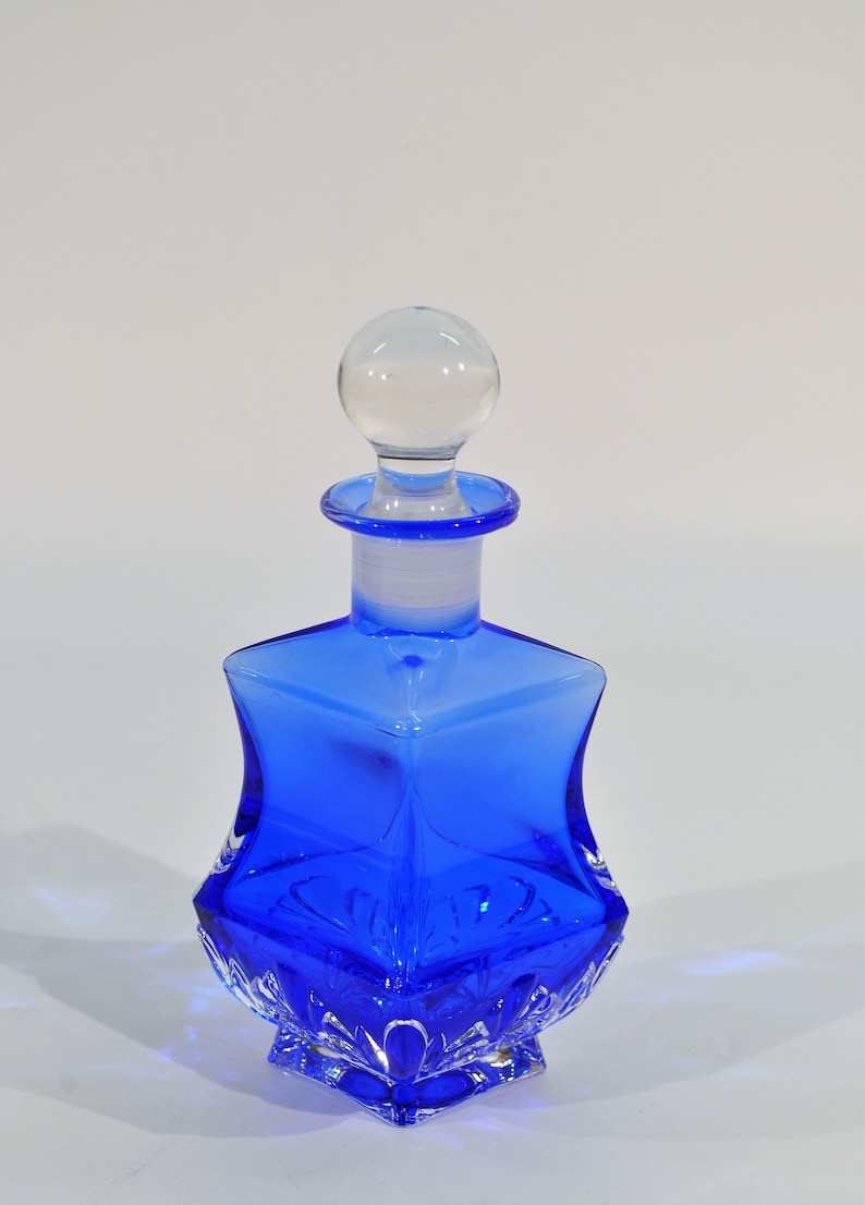 Cobalt Blue Square Glass Perfume Bottle and Stopper | Etsy