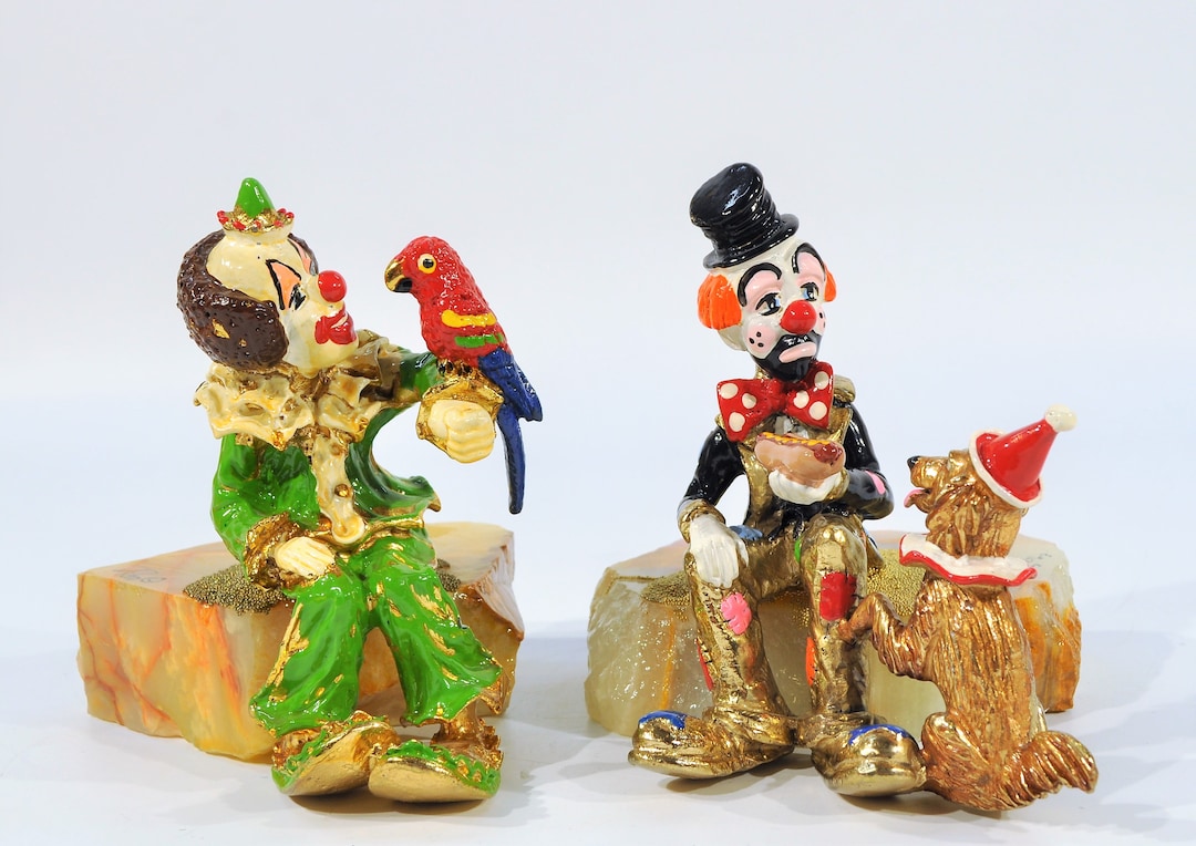 Ron Lee Clown Figurines on Marble Base Form 1983 /vintage - Etsy