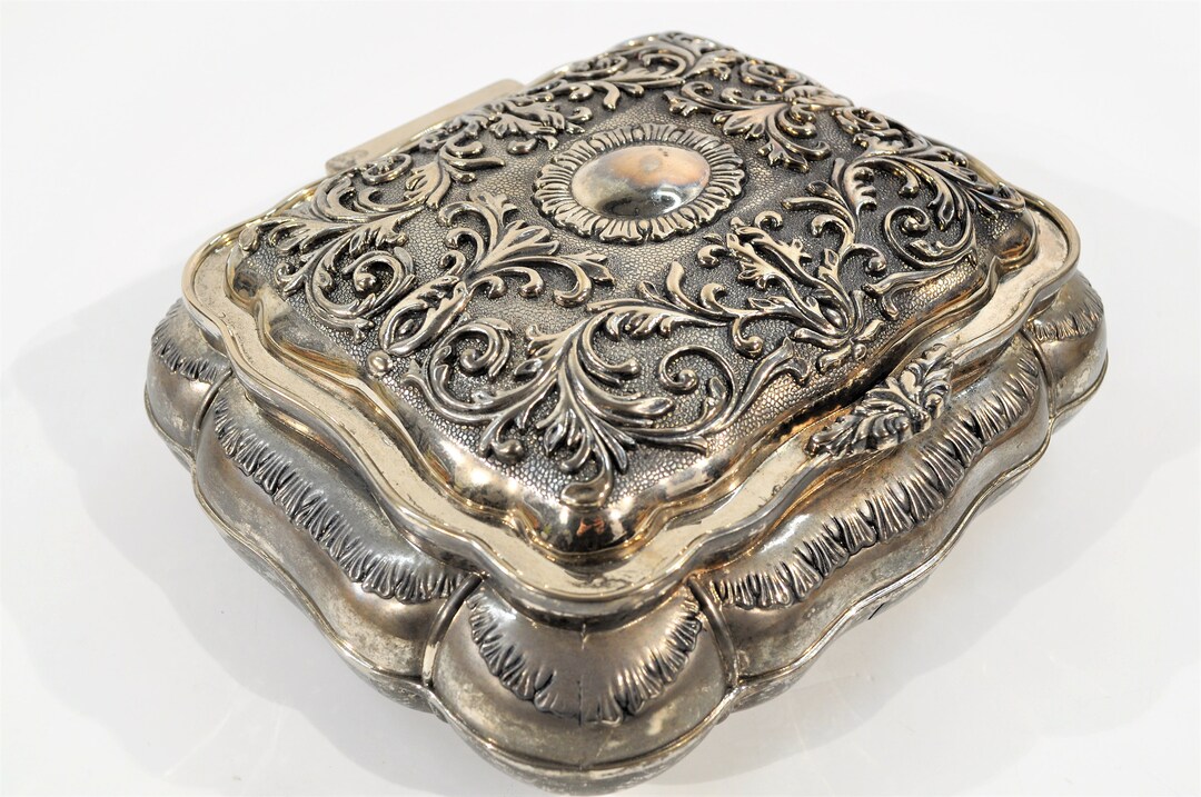 Silver Plated Jewelry Box/ Vintage Silver Jewelry Box,/ Silver Jewelry ...