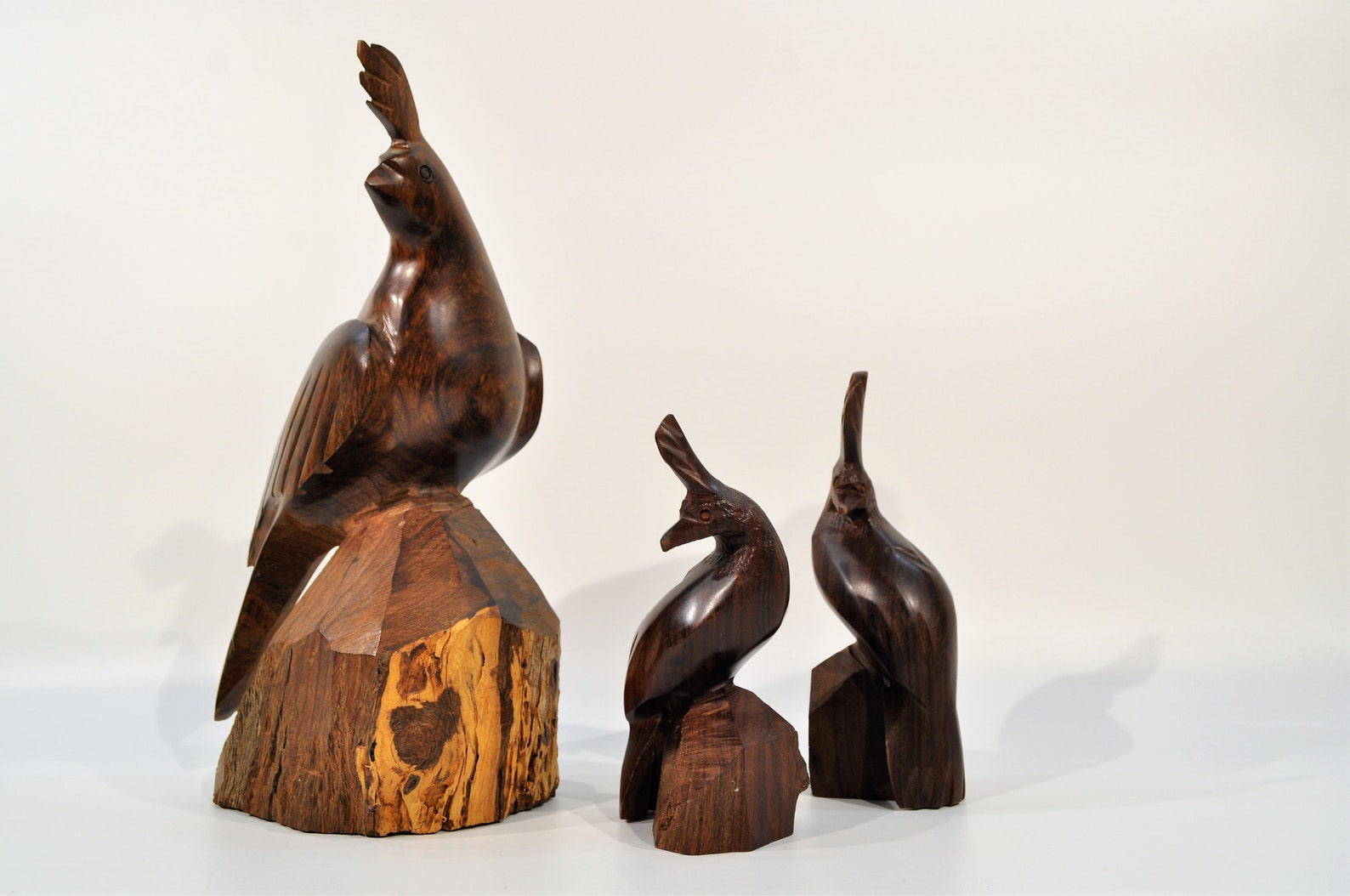 Large 12'' T Quail Statue Set of 3 /ironwood Hand Carved Quail Statues ...