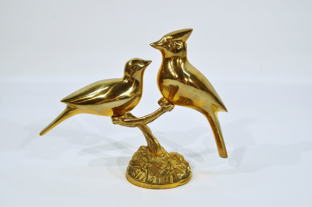 Brass Love Birds Mid-century Canary on a Tree Branch /brass Birds ...