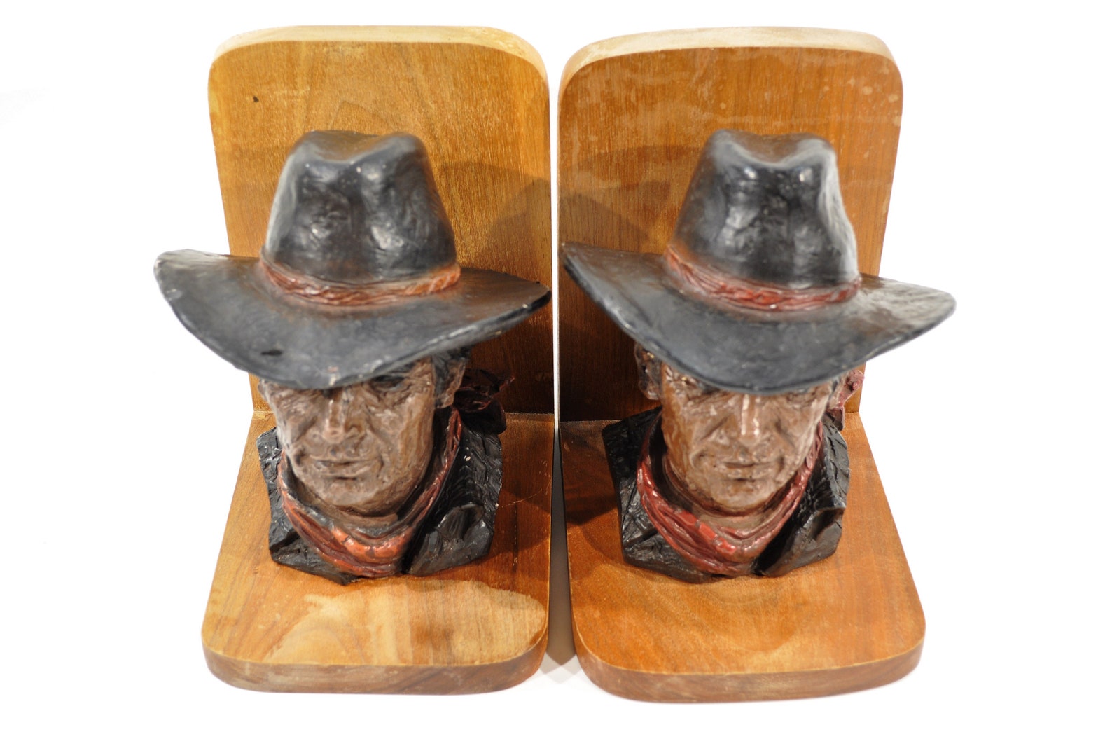 Vintage Cowboy Bust Sculpture Bookends by Austin Productions Prod Inc ...