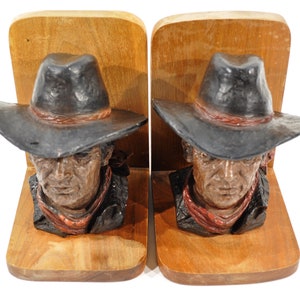 Vintage Cowboy Bust Sculpture Bookends by Austin Productions Prod Inc ...