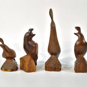 Quail Statue Set of 4 /ironwood Hand Carved Quail Statues,/ Bird ...