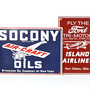 2 Vintage Signs Socony Aircraft Oil Standard Oil Company of New York ...