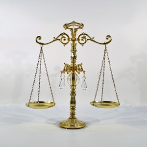 17'' T Filigree Ornate Balance Scale With Crystal Prism /mid Century ...
