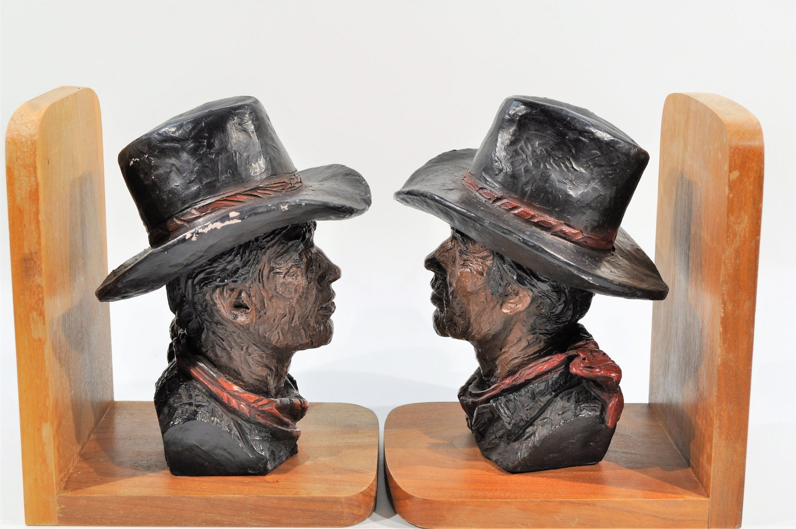 Vintage Cowboy Bust Sculpture Bookends by Austin Productions | Etsy