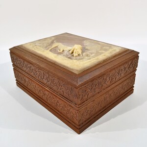 Incolay Carved Stone Keepsake Box / Hunting Dog Scene /cameo Incolay ...