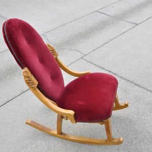 Mid Century Red Velvet Rocking Chair by Elferdink Nantucket Furniture ...