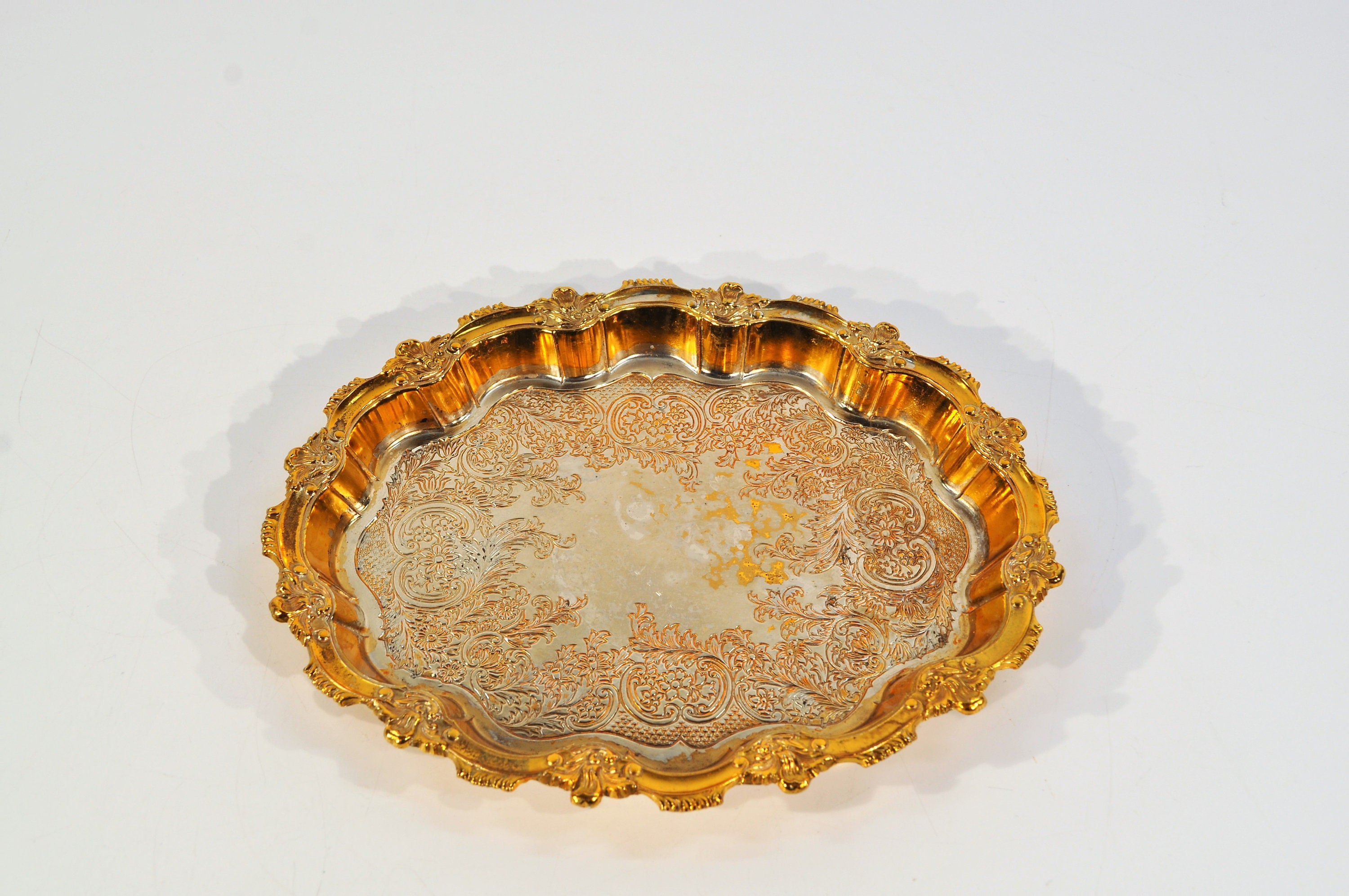 Small Oval Golden Tray/Serving tray/ Catch all tray | Etsy