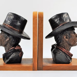 Vintage Cowboy Bust Sculpture Bookends by Austin Productions Prod Inc ...