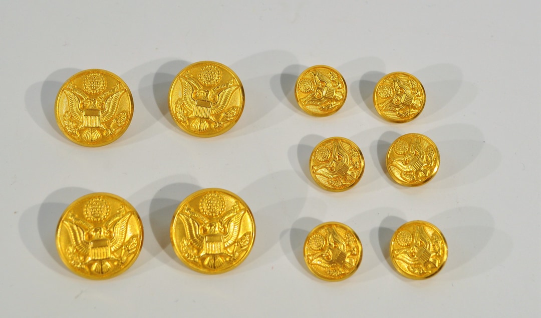 Vintage Military Uniform Metal Buttons by Waterbury Co's Inc Button ...