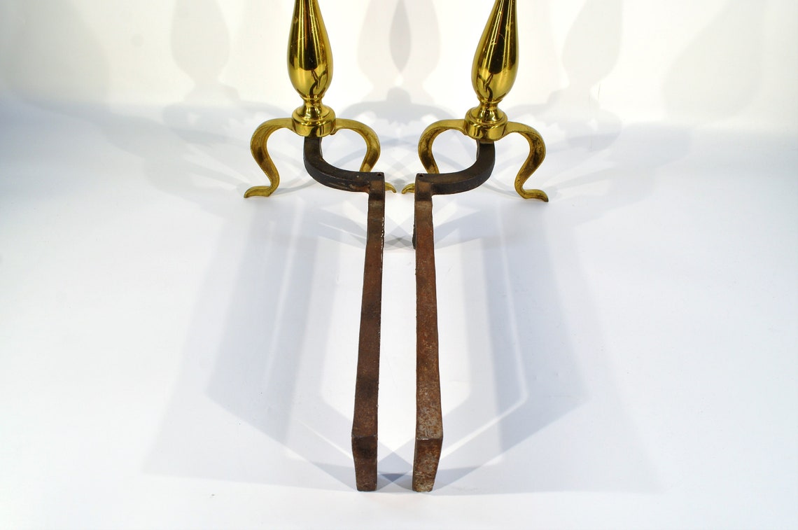 Vintage Fire Dogs /andirons/ Fireplace Log Holders/fireplace Tools - Etsy