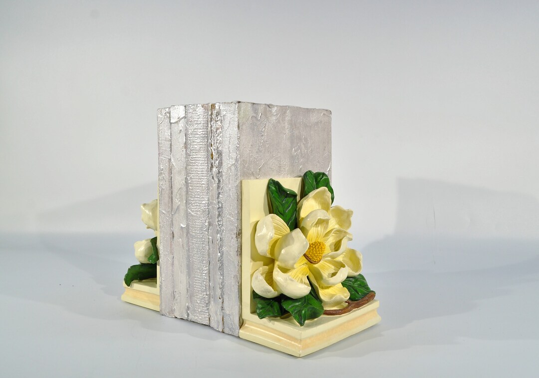 Vintage Magnolia Flower Bookends /flower Bookends - Etsy