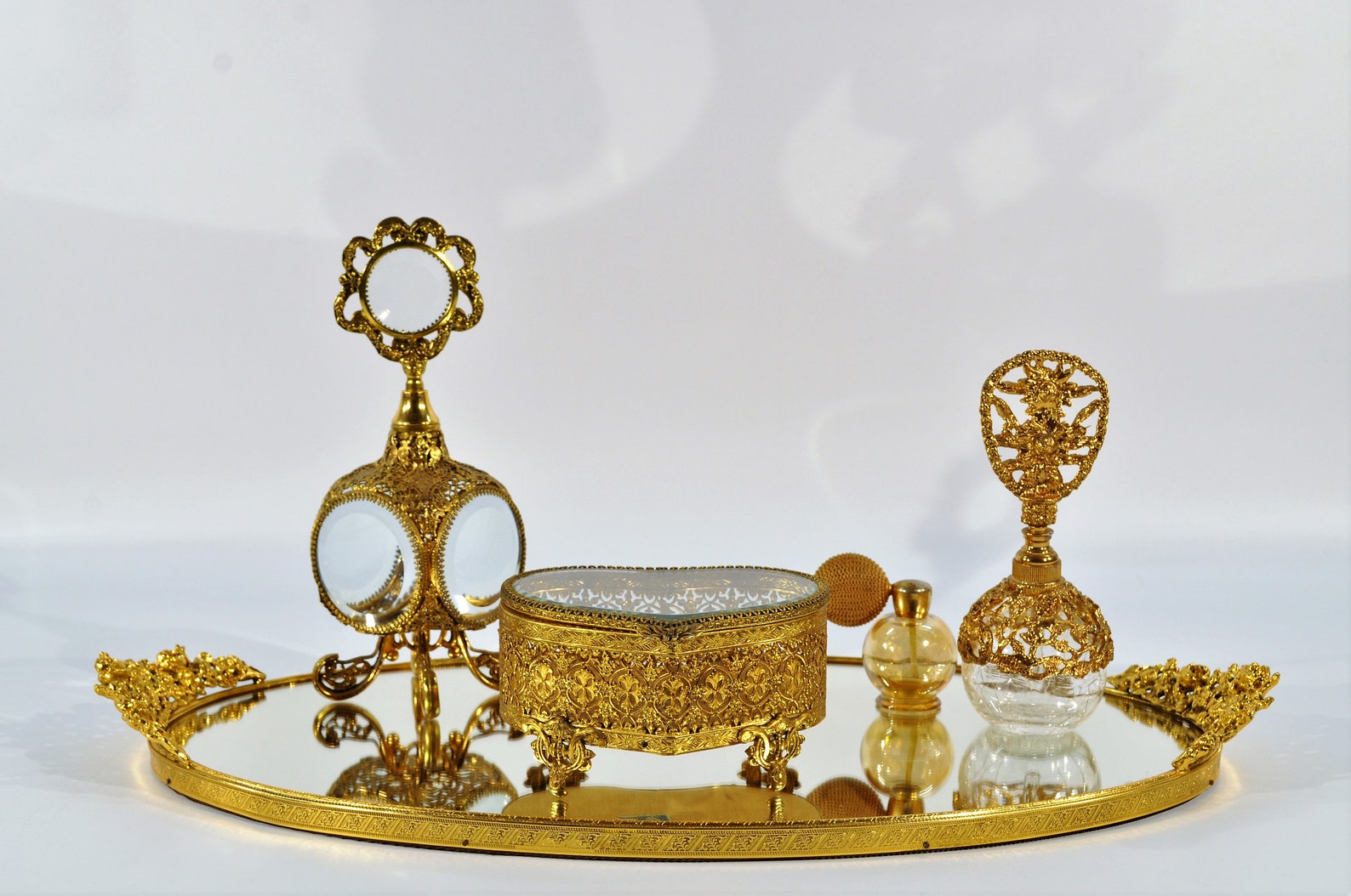 20'' Long Ormolu Filigree Ornate Gold Plated Vanity - Etsy