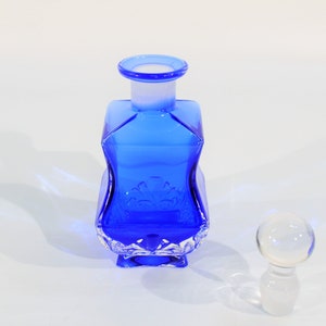 Cobalt Blue Square Glass Perfume Bottle and Stopper - Etsy