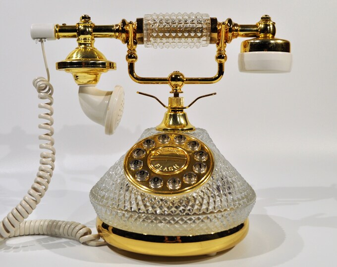 Crystal Telephone, Glass Phone, Vintage Crystal Phone/a Romantic French ...