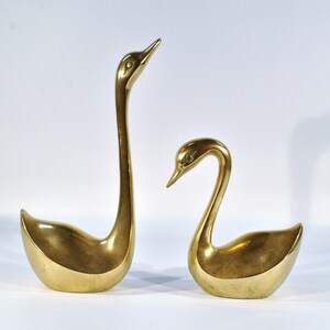 Large Mid Century Modern Brass Swan Set /bookends Brass Décor Desk ...