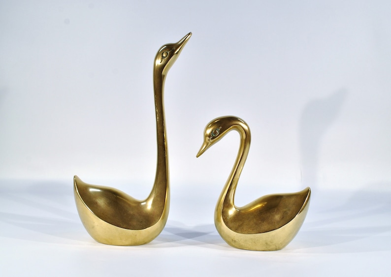 Large Mid Century Modern Brass Swan Set /bookends Brass Décor - Etsy