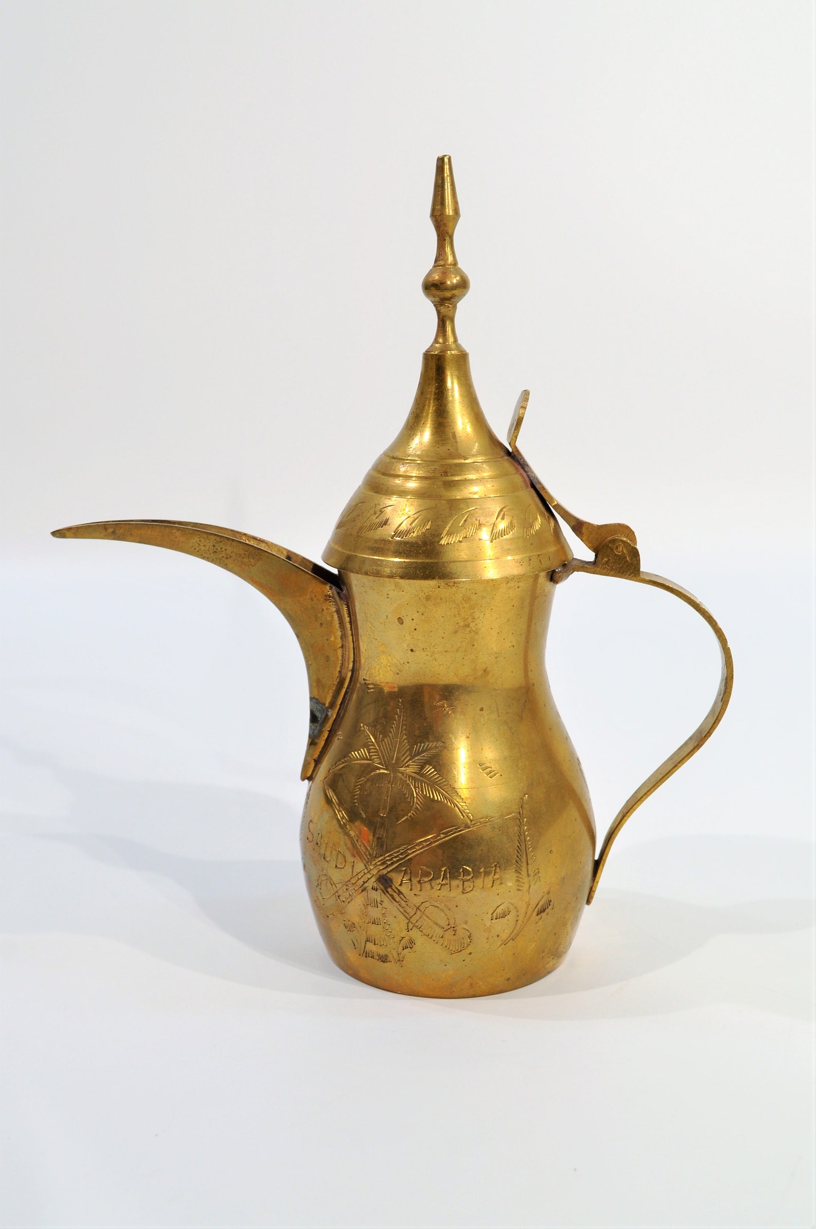 Solid Brass Teapot Arabic Dallah Engraved Saudi - Etsy