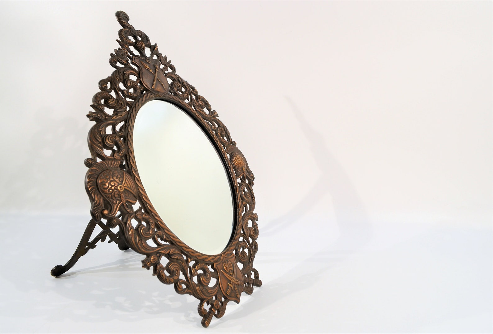 Large 15'' T Medieval Style Copper Table Mirror / Medieval/gothic Decor ...