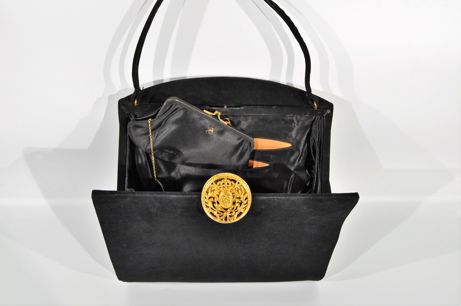 Kelly Style Hand Bag Koret Black Suede Purse/pin up Girl Purse - Etsy