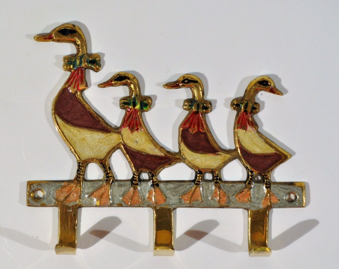 Ducks Brass Enamel Coat Hook Brass Rustic for Key Hook/rustic Kitchen ...