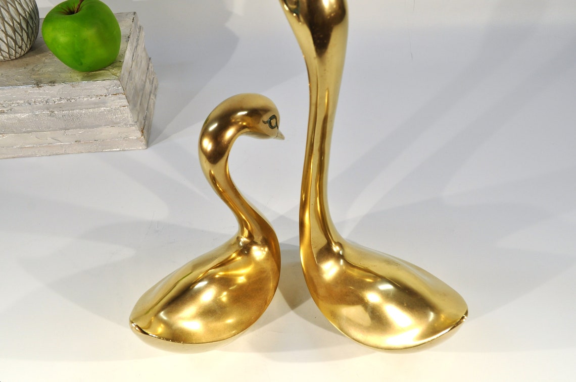 Large Mid Century Modern Brass Swan Set /bookends Brass Décor - Etsy