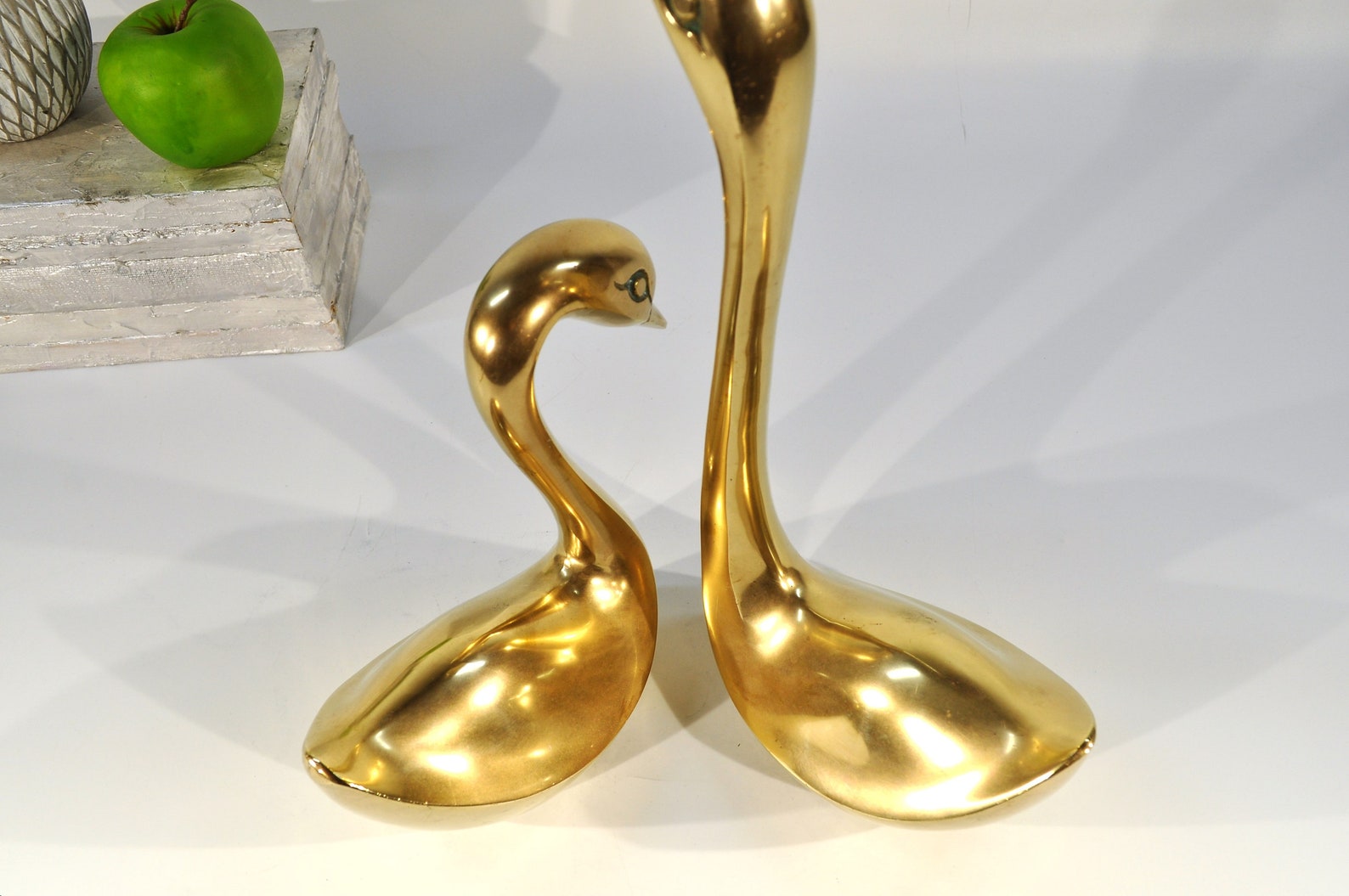 Large Mid Century Modern Brass Swan Set /bookends Brass Décor - Etsy