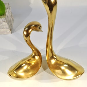 Large Mid Century Modern Brass Swan Set /bookends Brass Décor Desk ...