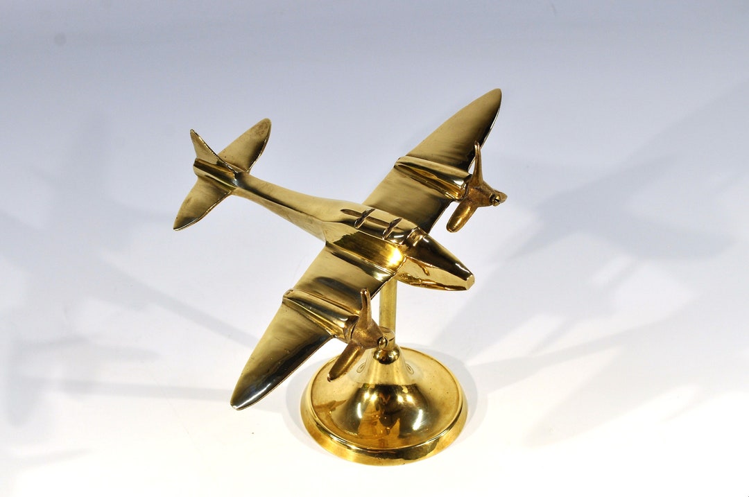 Vintage Solid Brass Airplane - Etsy