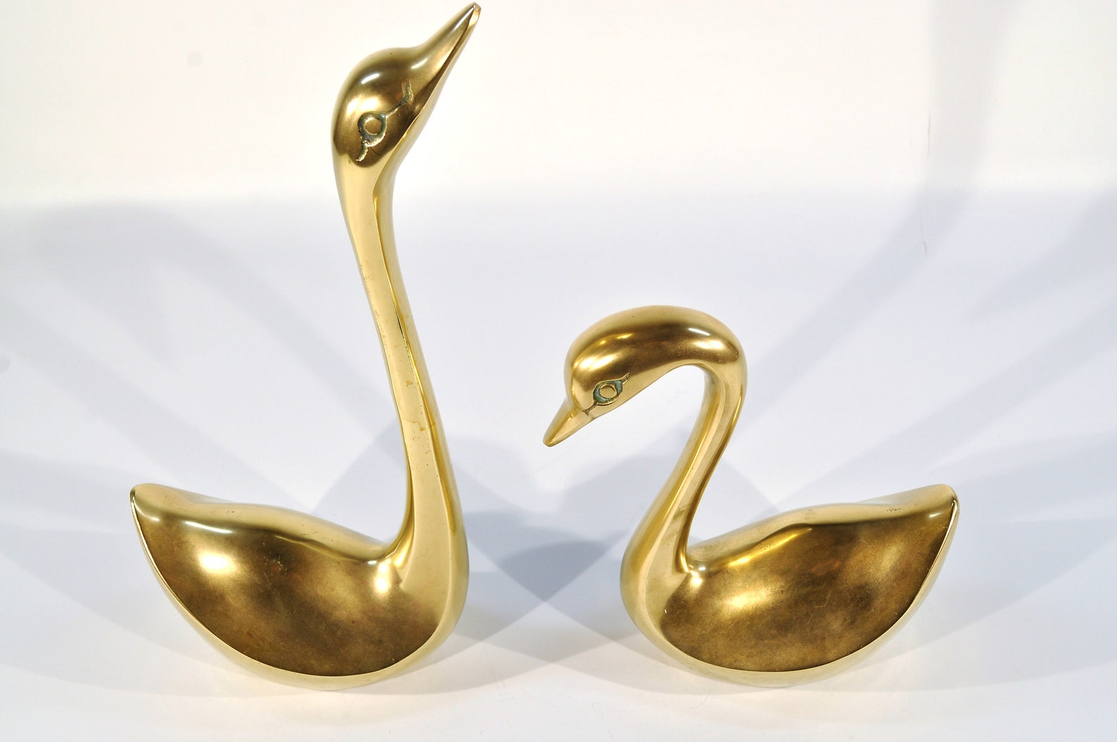 Large Mid Century Modern Brass Swan Set /bookends Brass Décor - Etsy