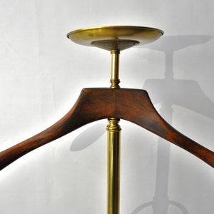 Mid-century Brass & Wood Butler Valet/ Suit Rack/clothes Hanger Made in ...