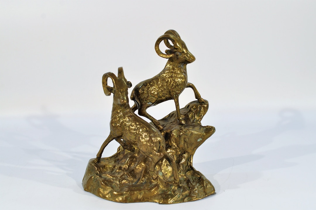 Mid Century Brass Ram Statue - Etsy