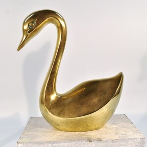 Large Mid Century Modern Brass Swan Set /bookends Brass Décor Desk ...