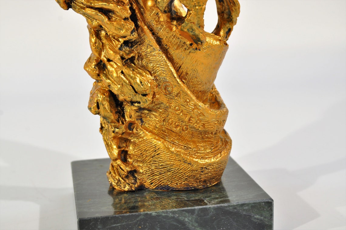 Mid Century Abstract Statue of a Woman Holding a Mask /golden Accent ...