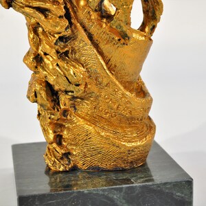 Mid Century Abstract Statue of a Woman Holding a Mask /golden Accent ...