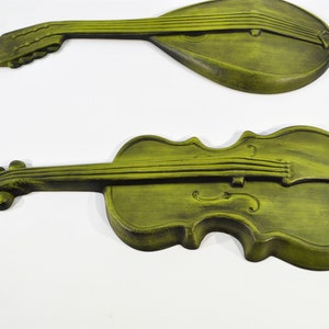 Green Accents Wall Decor Musical Instruments /mid Century Music ...