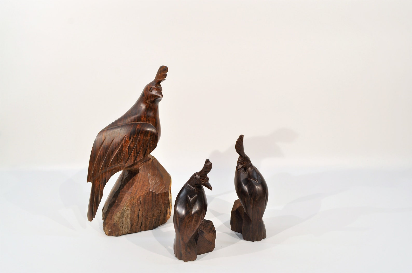Large 12'' T Quail Statue Set of 3 /ironwood Hand Carved Quail Statues ...