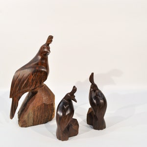 Large 12'' T Quail Statue Set of 3 /ironwood Hand Carved Quail Statues ...