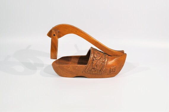 French Wooden Clog/Sabot Bottle Holder/Vintage Wine B… - Gem