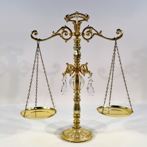 17'' T Filigree Ornate Balance Scale With Crystal Prism /mid Century ...