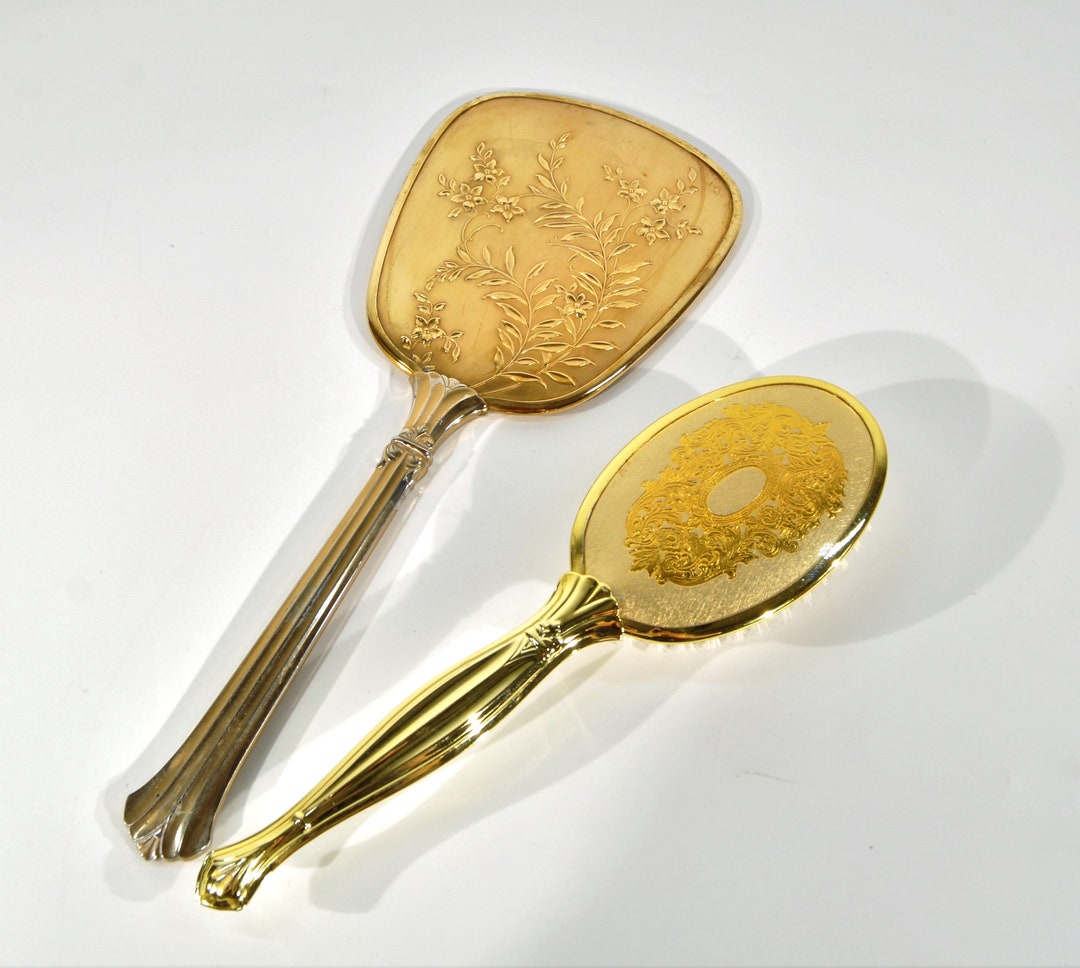Vintage Mismatch Vanity Hand Mirror & Brush - Etsy