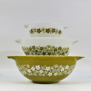 Pyrex 'spring Blossom Green Mixing Bowls Set of 3 - Etsy