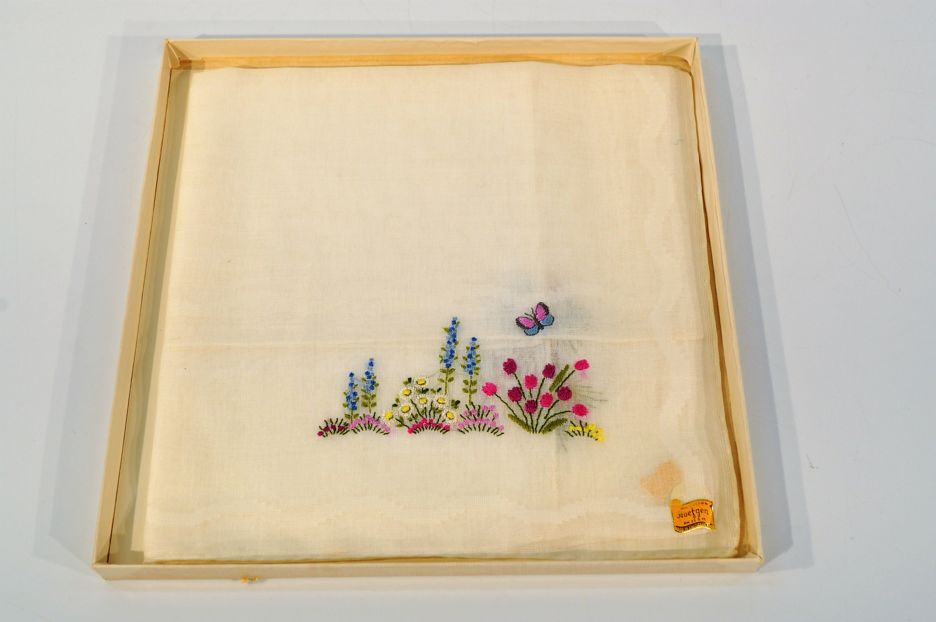 Set of 2 Vintage Linen Handkerchiefs Made in Switzerland - Etsy