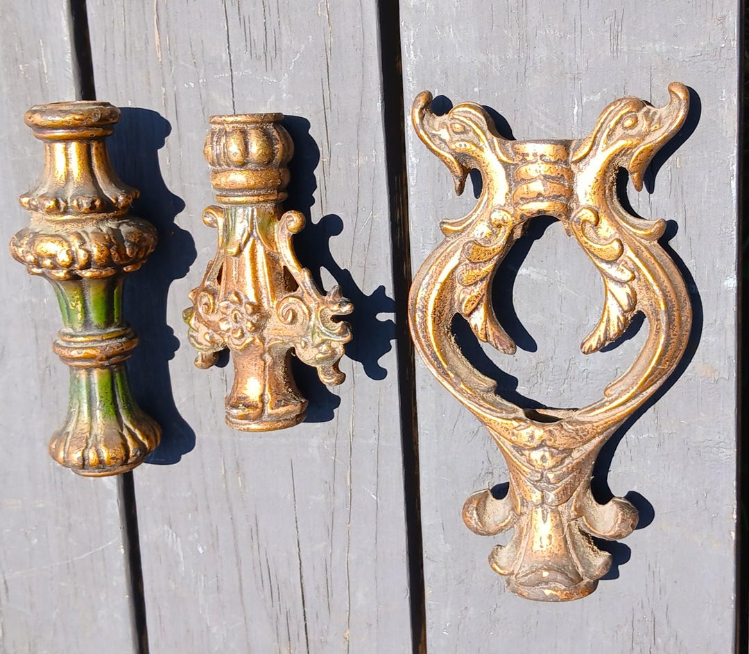 Set of 3 Antique Victorian Column Breaks Sea Serpent Dragon W Gargoyle ...