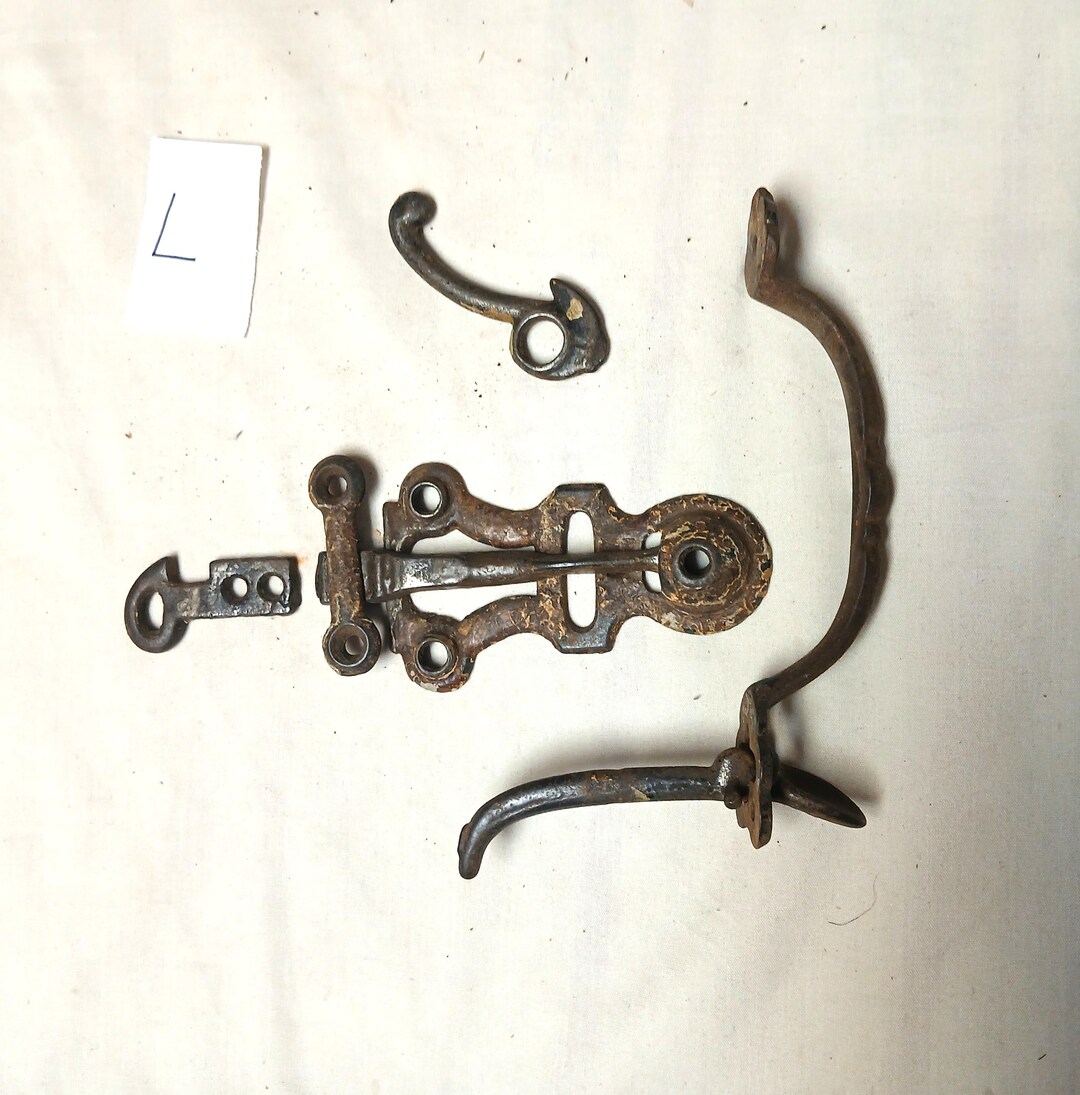 Antique Victorian Complete Cast Iron Thumb Latch Door Handle Set W ...