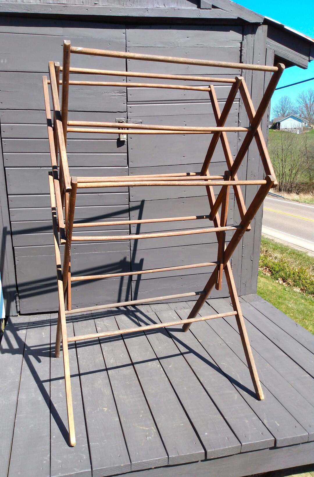 Antique Tall Primitive Wooden Clothes Drying Rack Folds Up - Etsy