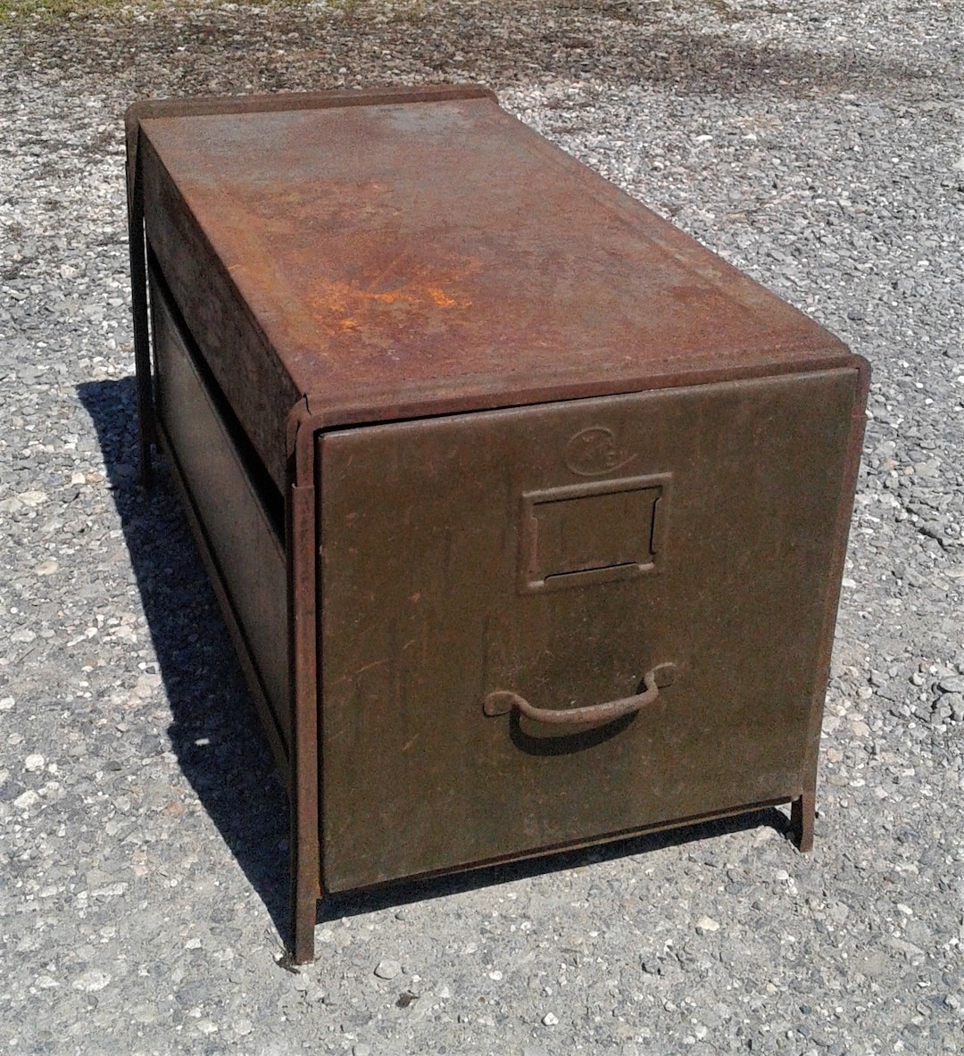 Antique Single Stack Steel Industrial Metal File Cabinet Yawman and ...