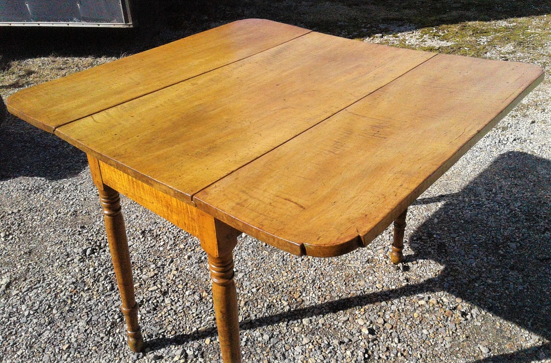 Antique Curly Maple Drop Leaf Table 1840s - Etsy